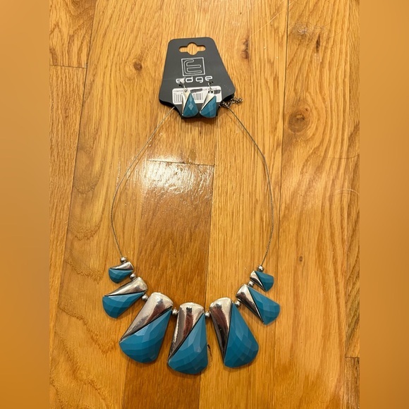 edge | Jewelry | Edge Blue Silver Necklace Earring Set | Poshmark